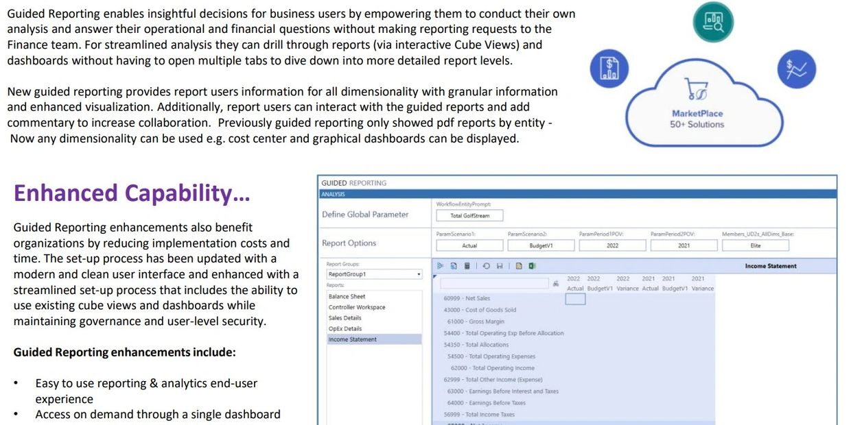 OneStream Guided Reporting / OneStream Developer Dashboards / OneStream Consultant
